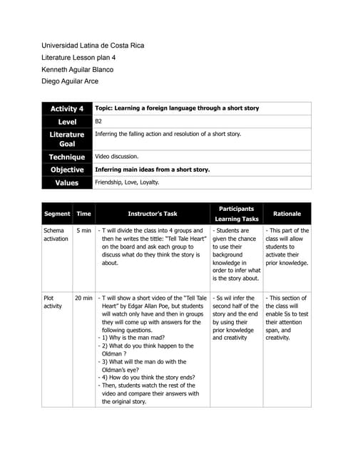 Semi detailed lesson plan in english(plot of the story) | PDF