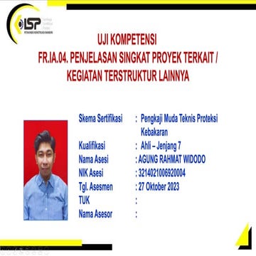 Agung Widodo - Presentasi TUK pengkaji muda teknis kebakaran | PPTX