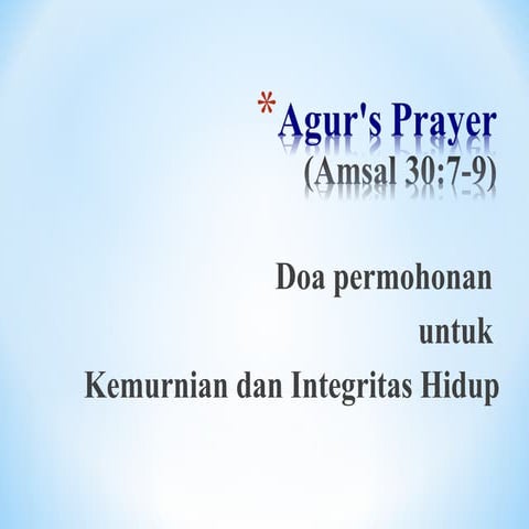 Agur's prayer | PPT