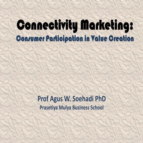 Connectivity Marketing: Consumer Participation in Value Creation | PPT