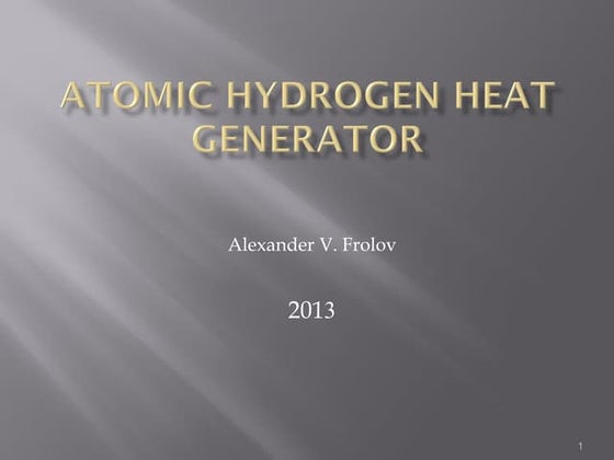 Atomic hydrogen engine | PPT