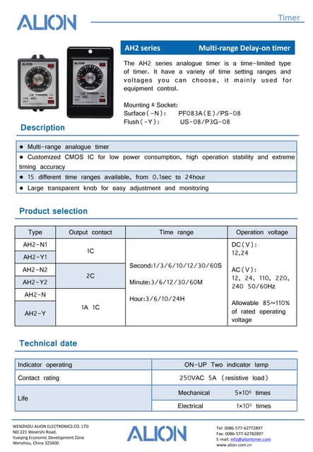 H3BA series multi range analogue timer | PDF