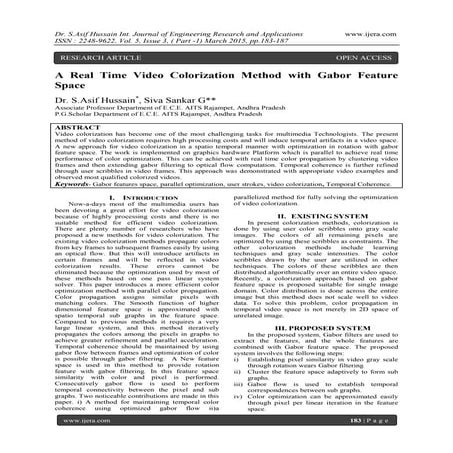 A Real Time Video Colorization Method with Gabor Feature Space | PDF