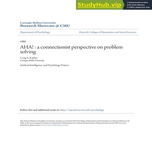 Aha A Connectionist Perspective On Problem Solving | PDF
