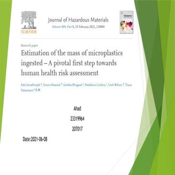 Microplastics and human health risk assessment | PPTX