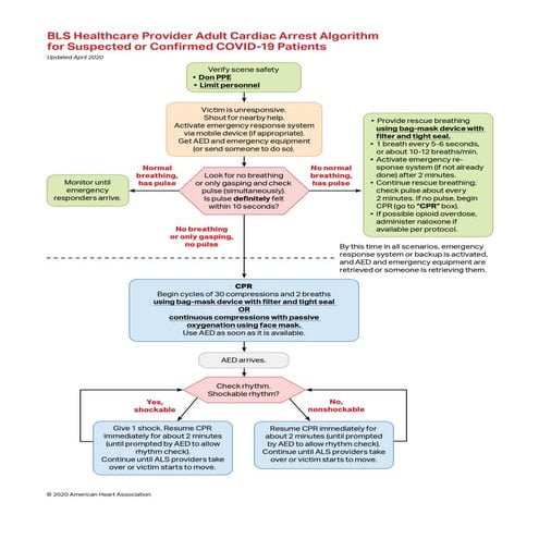 Algorithms AHA ACLS BLS Interim Guidelines for COVID | PDF