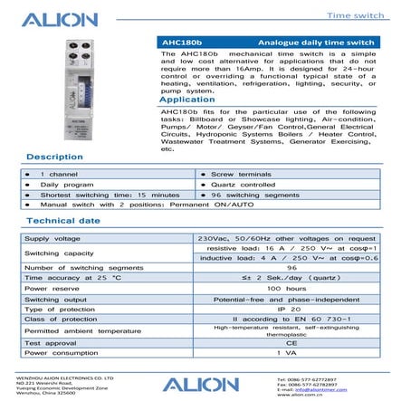 AHC180b analogue daily time switch | PDF