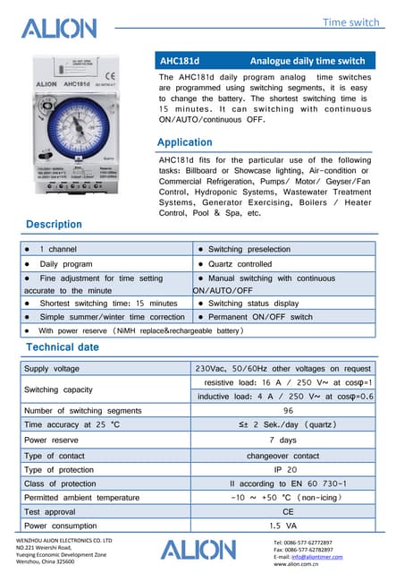 TB388 analog daily time switch | PDF | Home Appliances | Home & Garden