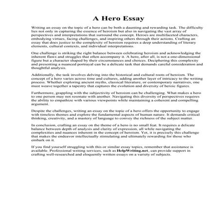 A Hero Essay. Heroes Essay. essay examples: Hero Essay | PDF