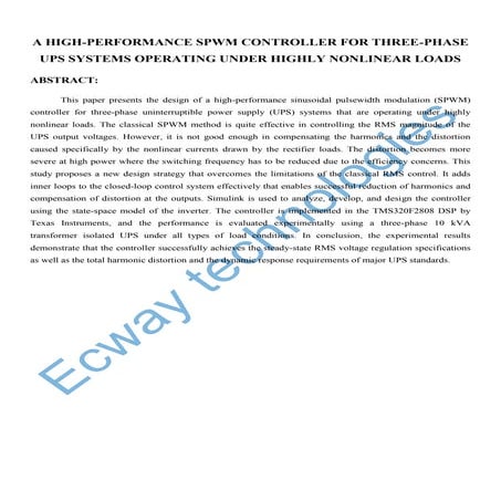 A high performance spwm controller for three-phase ups systems ...