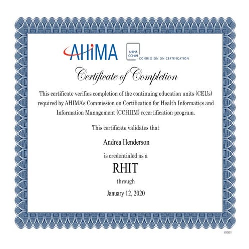 AHIMA RHIT Certfication | PPT