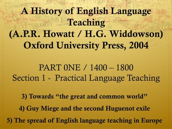 A VIEW OF THE HISTORY OF LANGUAGE TEACHING | PDF
