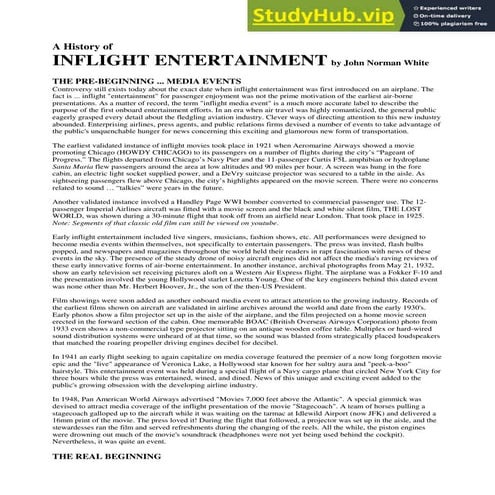 A History Of INFLIGHT ENTERTAINMENT | PDF