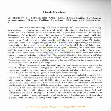 Book Review: A History of Jerusalem: One City, Three Faiths by Karen ...