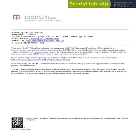 A History Of Lost Tablets | PDF