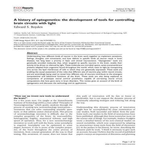 A History Of Optogenetics The Development Of Tools For Controlling Brain Circuits With Light Pdf