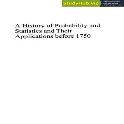 A History of Probability and Statistics and Their Applications before ...
