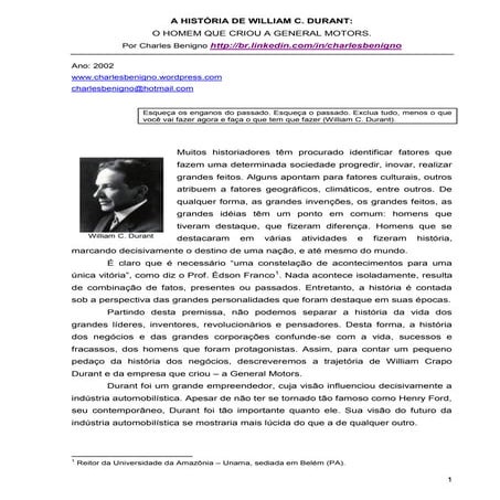 A história de william durant | PDF | Celebrity Families | Pop Culture