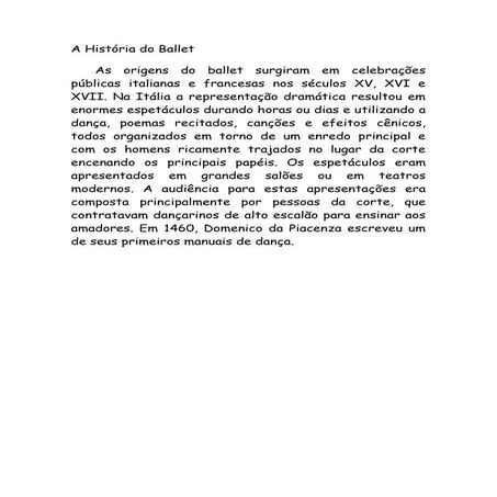 A história do ballet | PDF