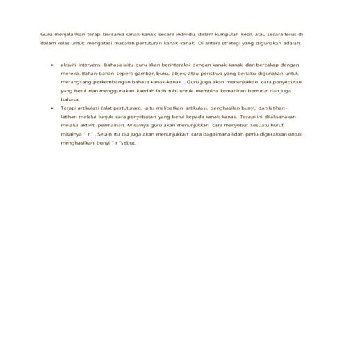 Ahli terapi pertuturan akan menjalankan terapi bersama kanak | DOCX