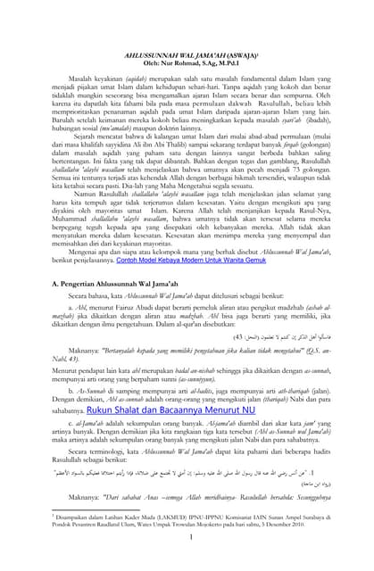Ahlussunnah Wal Jama'ah (ASWAJA): Pengertian dan Pokok Ajarannya | PDF