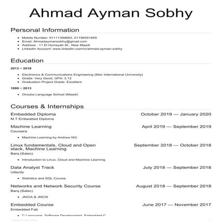 Ahmad Ayman CV | PDF