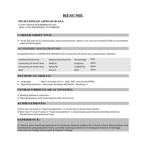 Ahmad resume (2) | DOC