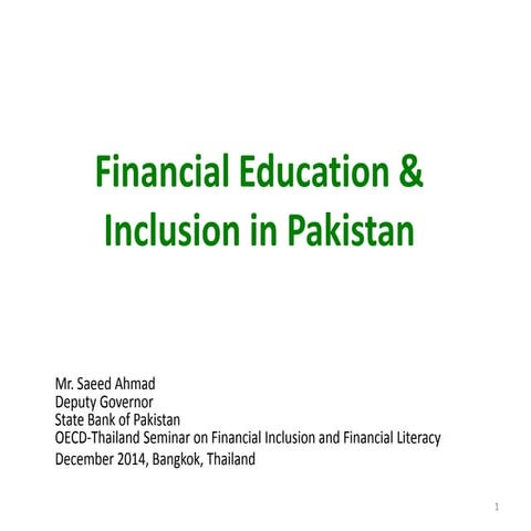Ahmad saeed financial education and inclusion - pakistan | PDF