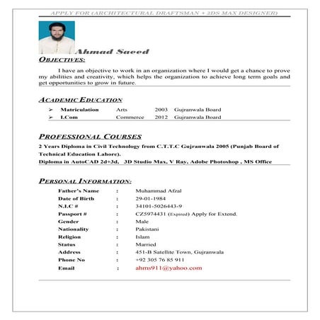 Ahmad saeed cv | DOC
