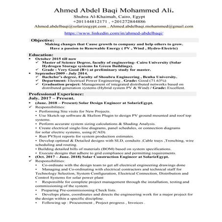 Ahmed -solar engineer-cv | PDF