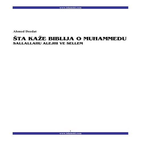 Ahmed Deedat sta biblija kaze o muhammedu s.a.v.s. | PDF