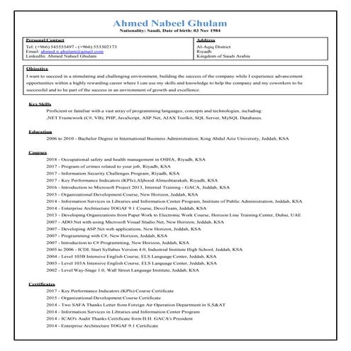 Ahmed ghulam cv | PDF