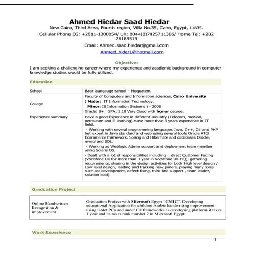 Ahmed Heidar Résumé | DOC