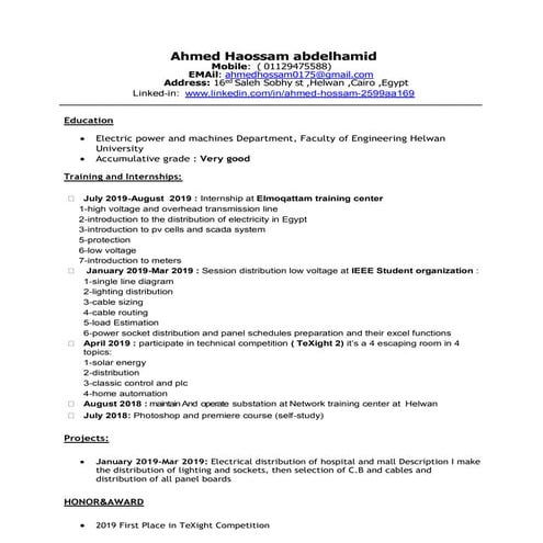 Ahmed hossam cv | PDF