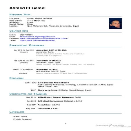 Ahmed Almaharby junior accountant CV | DOCX