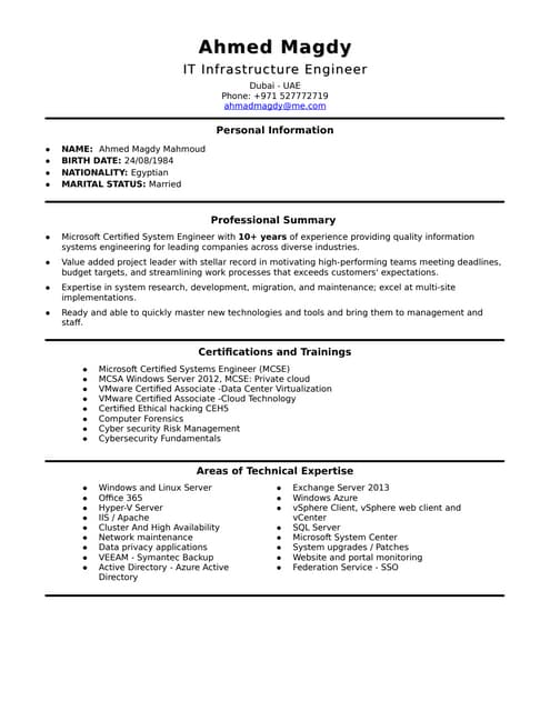 Resume - Ahmed Megdad | DOCX | Operating Systems | Computer Software and Applications
