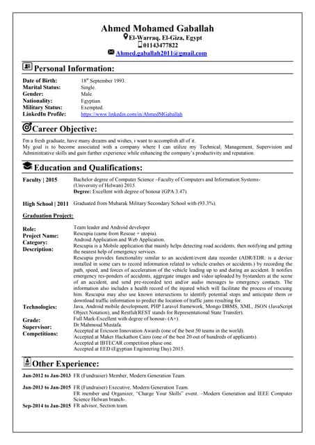 Mahmoud Gabr (CV) | PDF