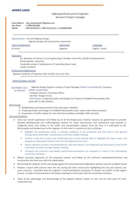 Hafiz Ahmed Waqas Resume | PDF | Civil Engineering Industry | Industries