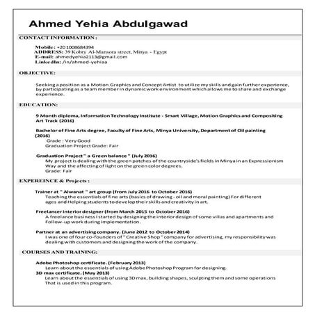 Art Student Resume Sample | PDF