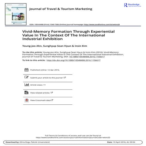 Vivid-Memory Formation Through Experiential Value In The Context Of The ...