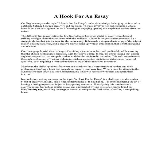 A Hook For An Essay | PDF