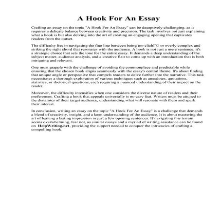 A Hook For An Essay.pdfA Hook For An Essay. Analytical Essay: Smart ...