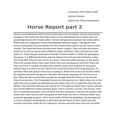 A horse report | PDF