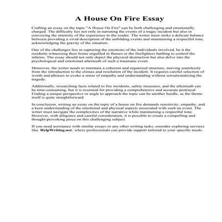 A House On Fire Essay | PDF