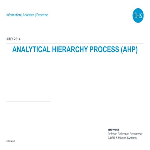 Analytical hierarchy process | PPTX