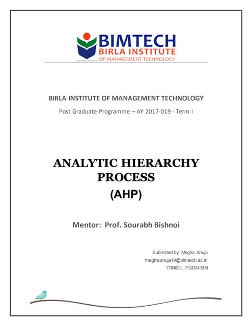 Weighted Product Method : A brief introduction | PPTX