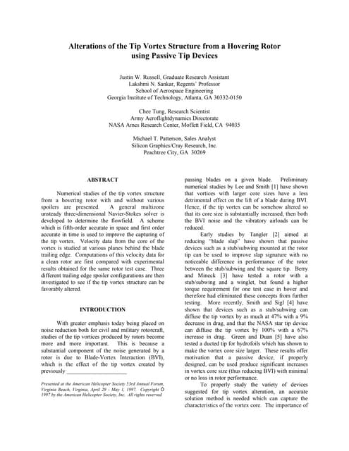 Helicopter rotor tip vortex diffusion | PDF | Physics | Science