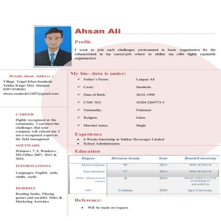 Ahsan cv | DOC