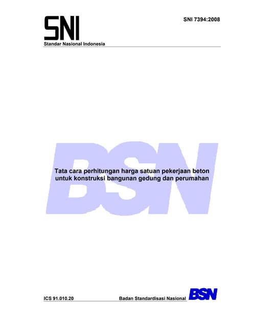 Sni 3434-2008-tata cara perhitungan harga satuan pekerjaan kayu untuk bangunan gedung dan ...