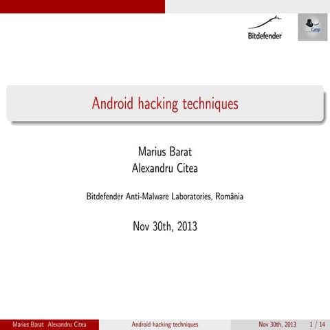 DefCamp 2013 - Android hacking techniques | PDF
